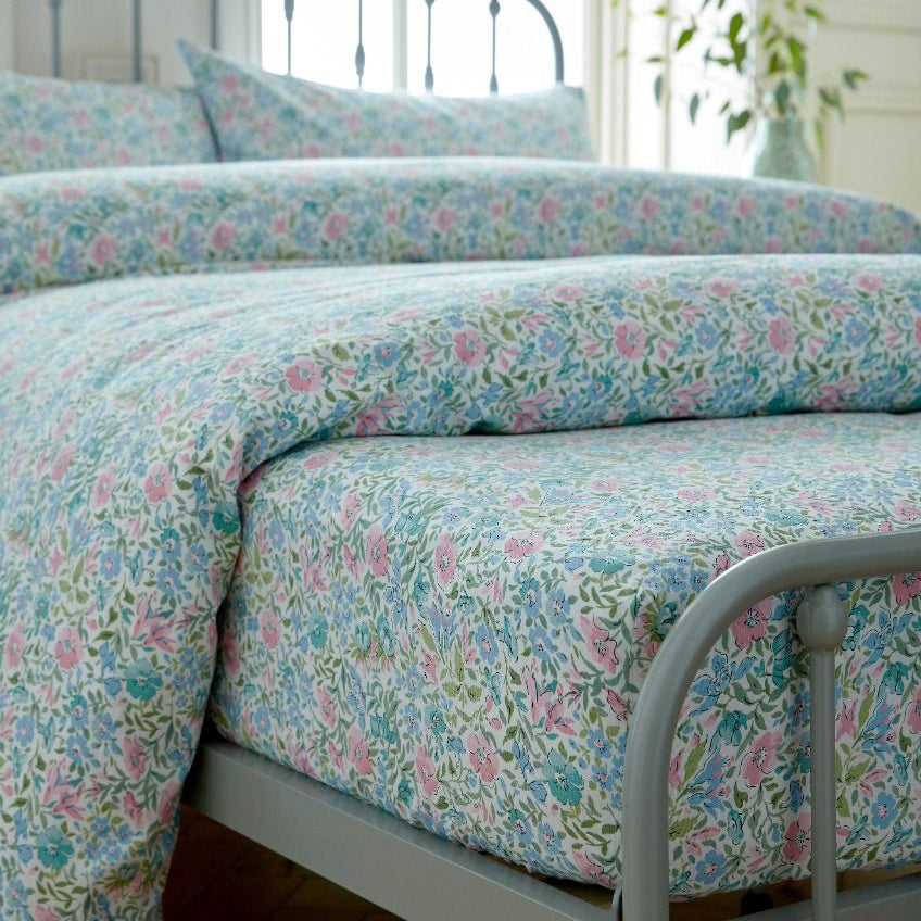 Laura Ashley Sherston Floral Power Blue Fitted Sheet – Andersons of ...