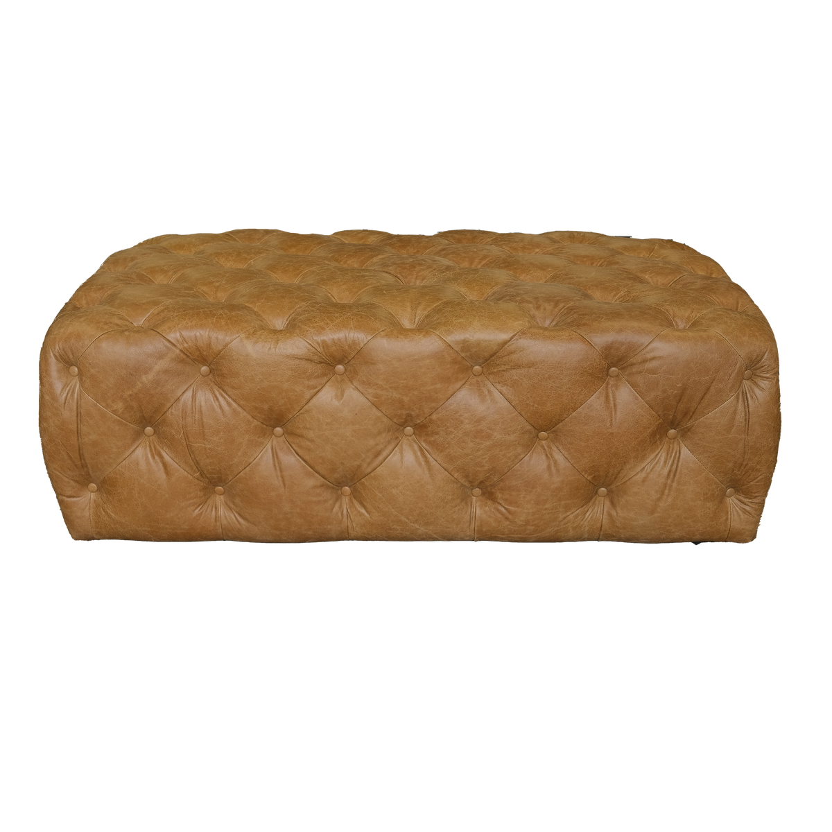 Alexander & James Button Large Leather Footstool - Satchel Latte ...