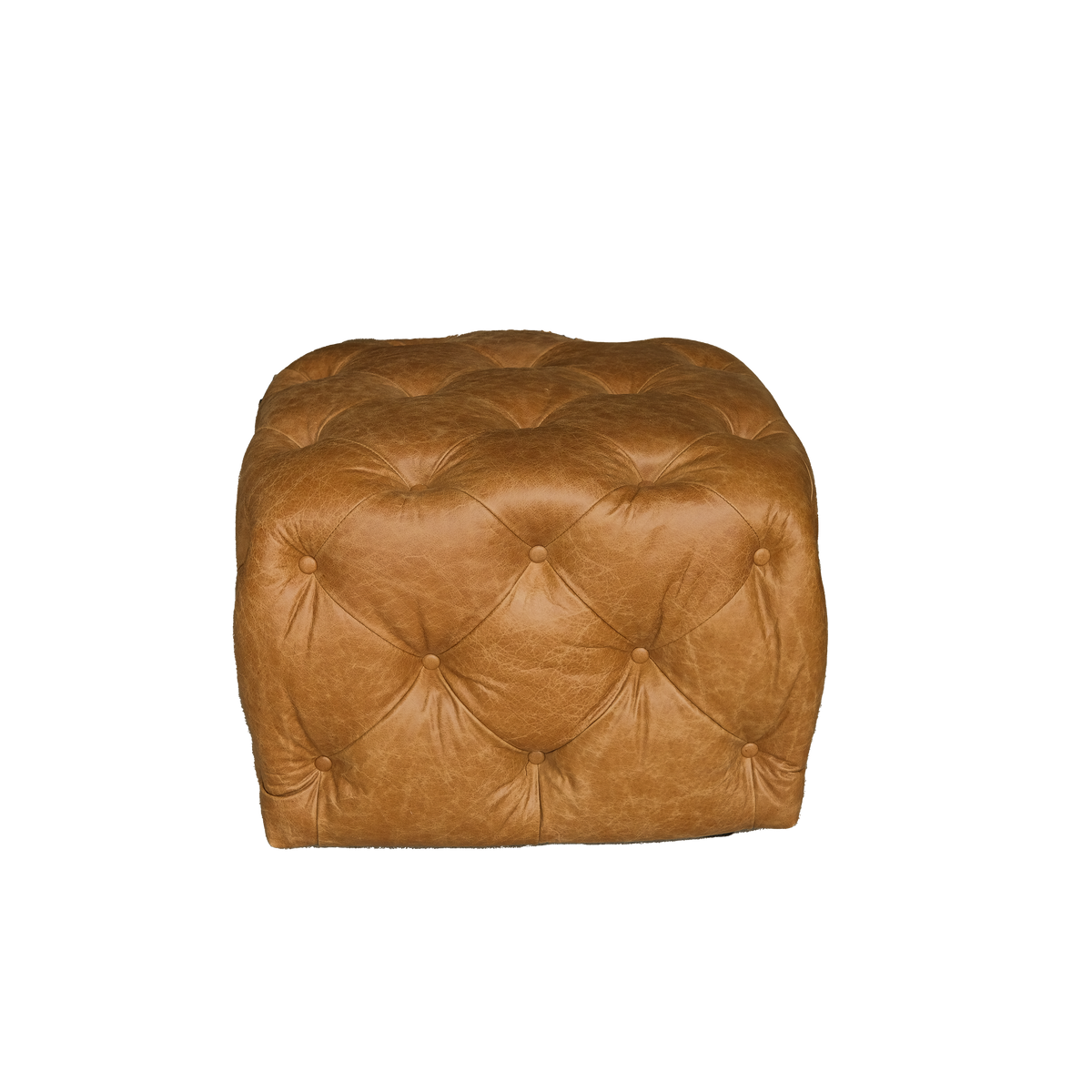 Alexander & James Button Small Leather Footstool - Satchel Latte ...